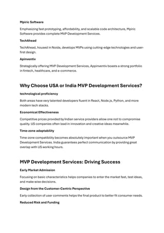 The top MVP Development Services available in India and the USA | PDF