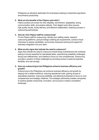 The Top Reasons to Outsource to the Philippines and the Benefits of ...