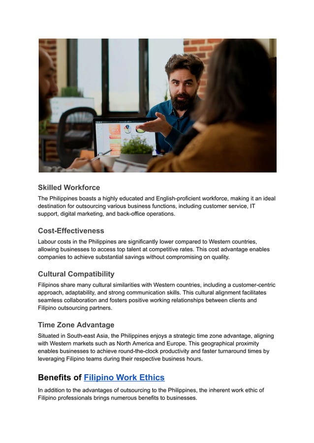 The Top Reasons to Outsource to the Philippines and the Benefits of Filipino Work Ethic.pdf