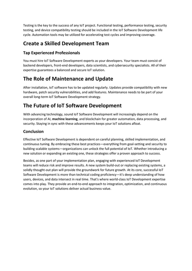 The Top Strategies for Success in IoT Software Development | PDF