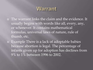 The toulmin model of argument tato | PPT