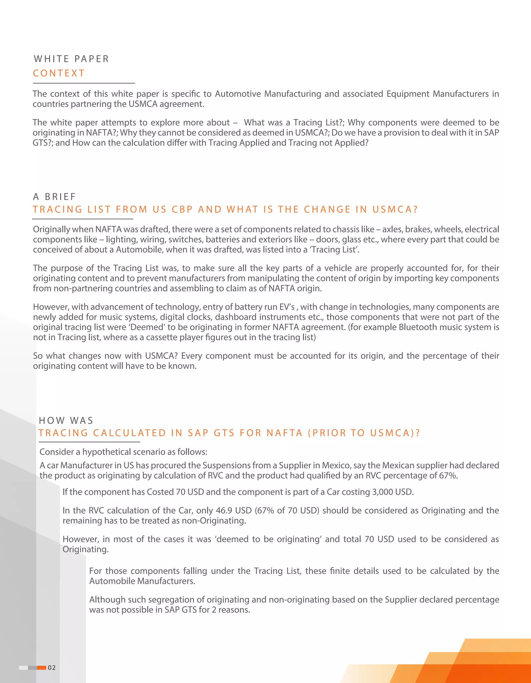 The tracing list difference between nafta & usmca v1.2 | PDF