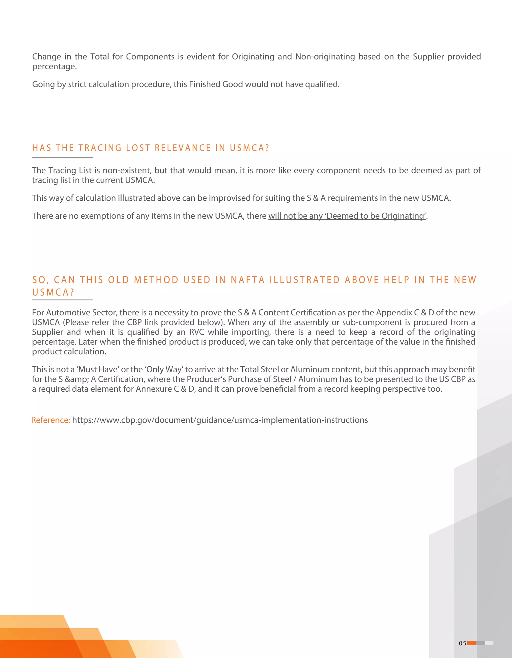 The tracing list difference between nafta & usmca v1.2 | PDF