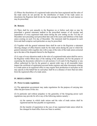 Bare Act- The Trade Union Act, 1926 | PDF