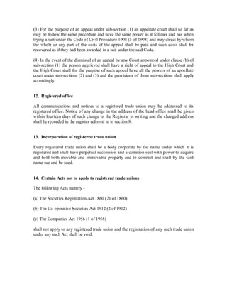 Bare Act- The Trade Union Act, 1926 | PDF