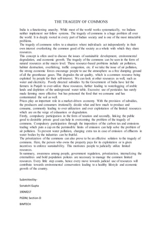 The tragedy of commons | PDF