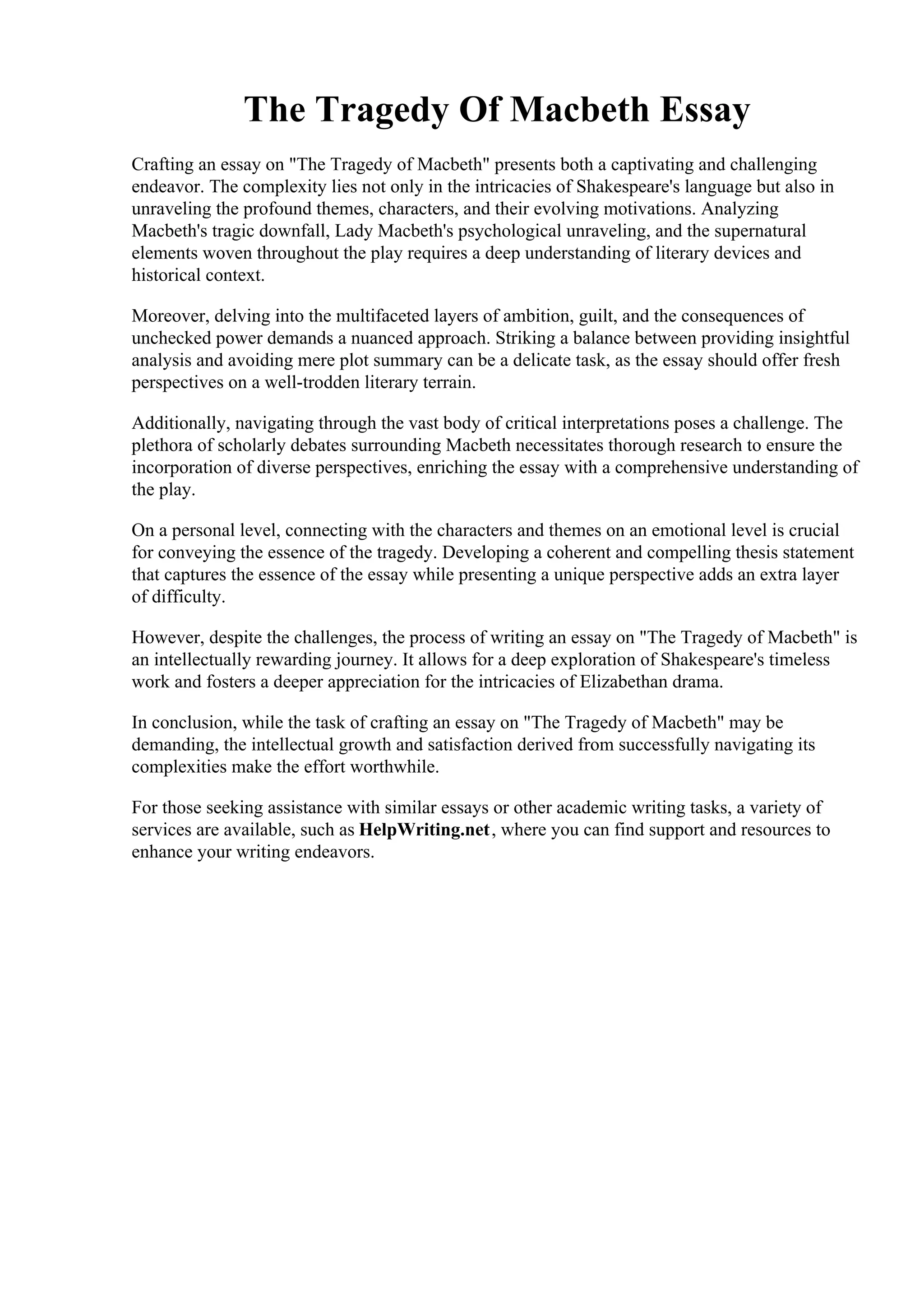 The Tragedy Of Macbeth Essay. The Tragedy of Macbeth - Is Macbeth a ...