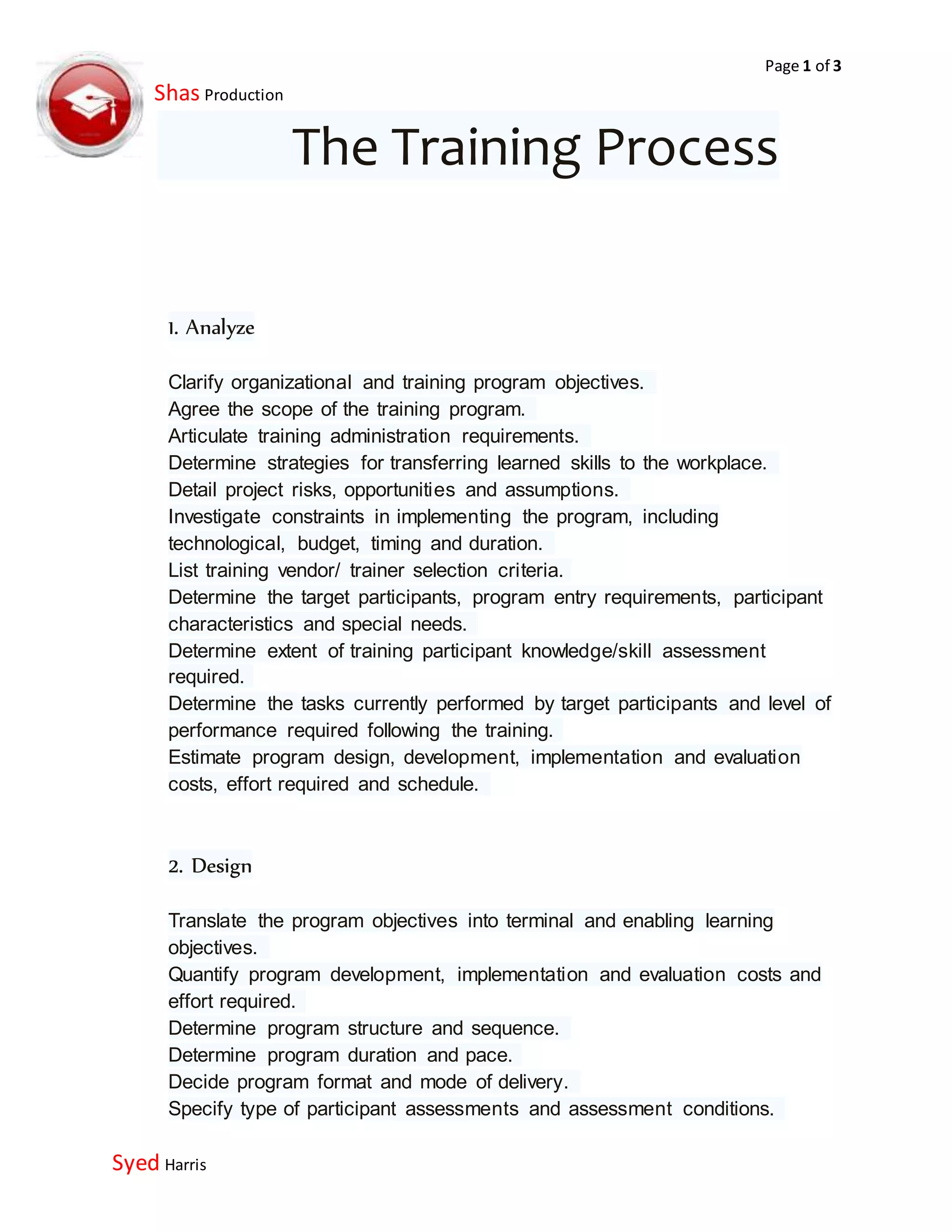 The training process | PDF