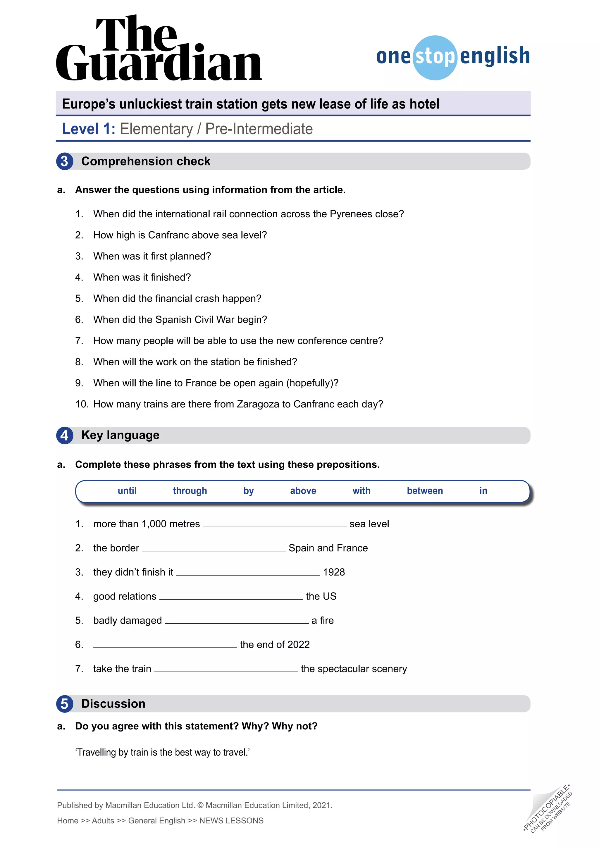 The Train Station Hotel - elementary article lesson.pdf