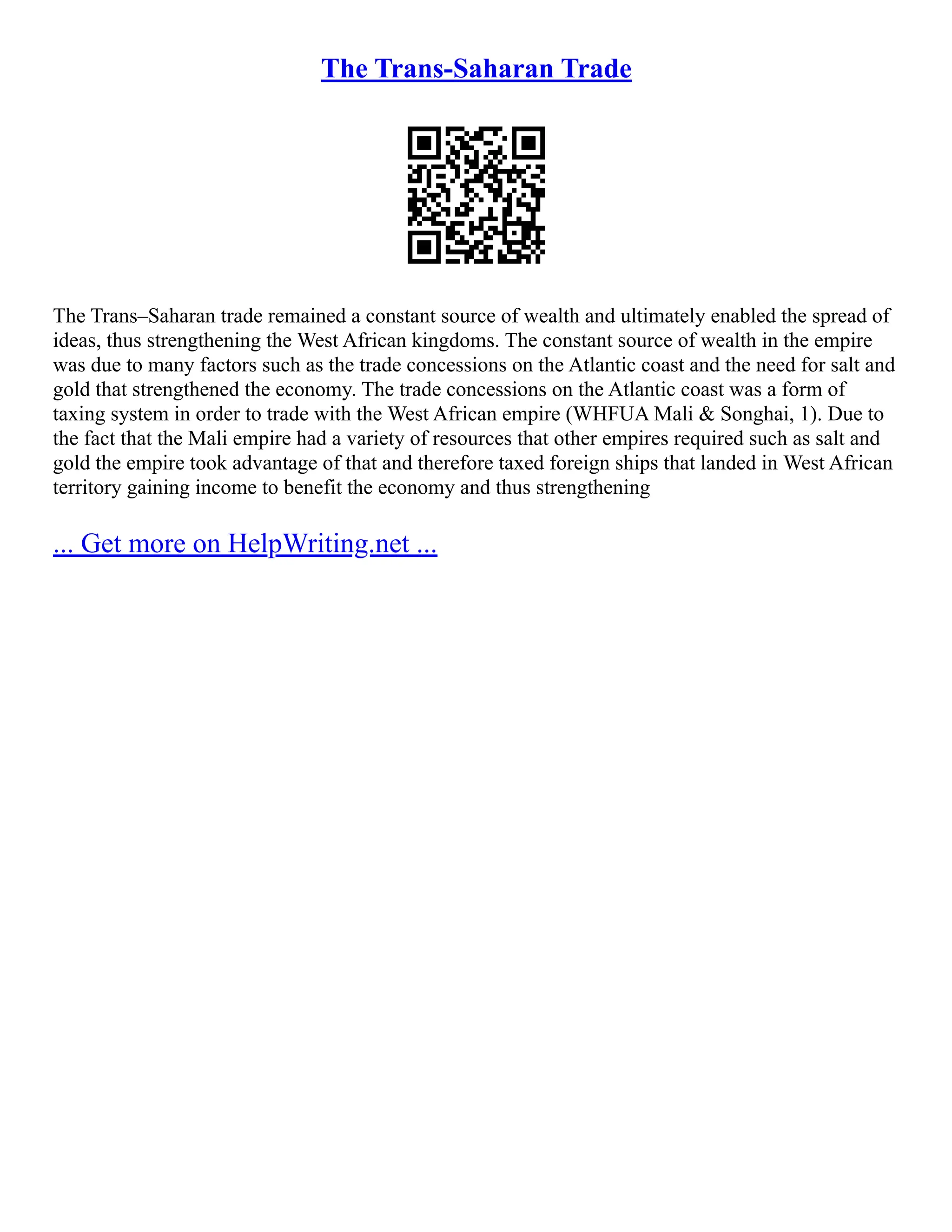 The Trans-Saharan Trade | PDF