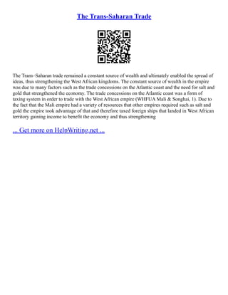 The Trans-Saharan Trade | PDF