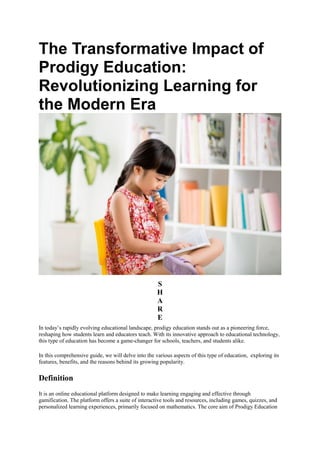 The Transformative Impact of Prodigy Education: Revolutionizing ...