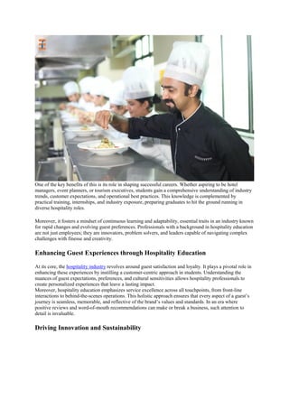 The Transformative Power of Hospitality Education | PDF