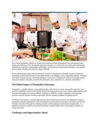 The Transformative Power of Hospitality Education | PDF