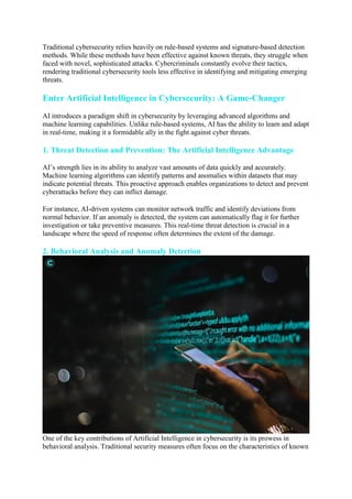 The Transformative Role Of Artificial Intelligence In Cybersecurity | Pdf