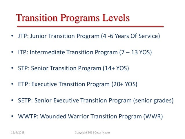 The Military Veteran Transition Program Holistic Approach