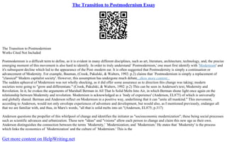 The Transition To Postmodernism Essay | PDF