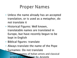 The Translation Of Proper Names And Institutional Andop | PPT