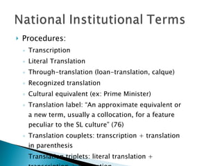 The Translation Of Proper Names And Institutional Andop | PPT