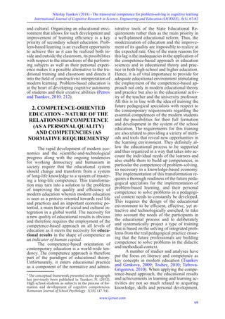 The transversal competence for problem solving in cognitive learning | PDF | Educational ...