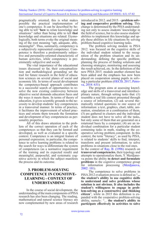 The transversal competence for problem solving in cognitive learning ...