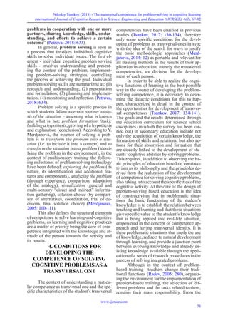 The transversal competence for problem solving in cognitive learning ...
