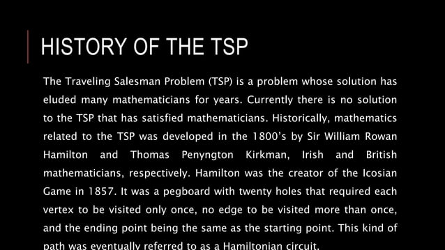 The Traveling Salesman problem ppt.pptx | Science