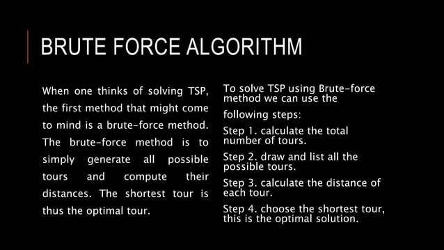The Traveling Salesman problem ppt.pptx | Science