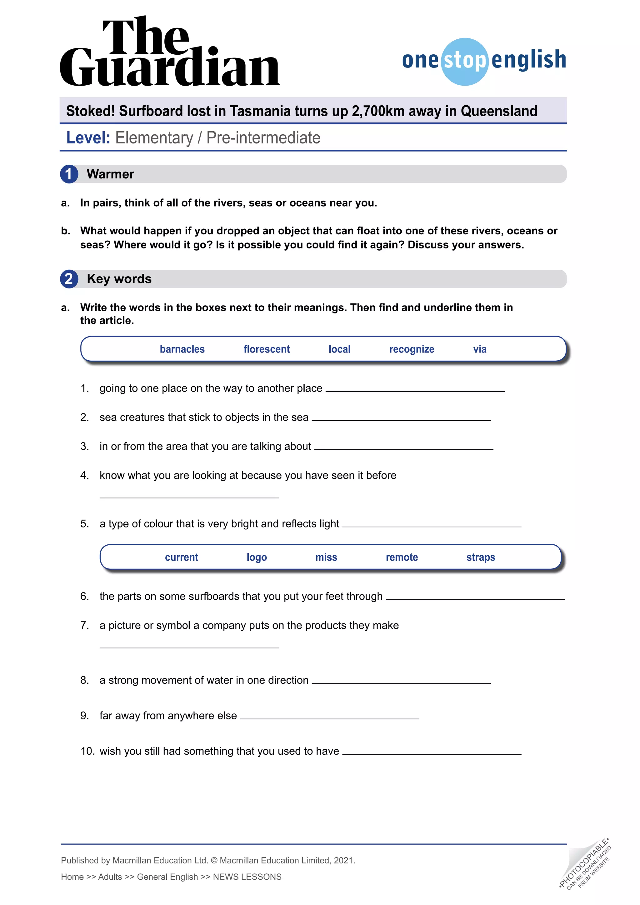 The Travelling Surfboard - Elementary Article Lesson.pdf