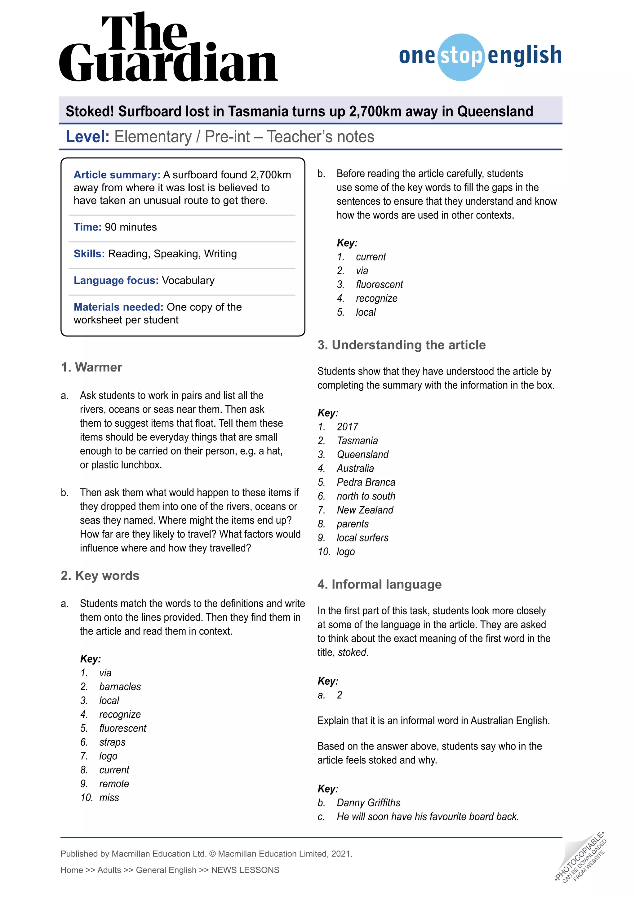 The Travelling Surfboard - Elementary Article Lesson.pdf