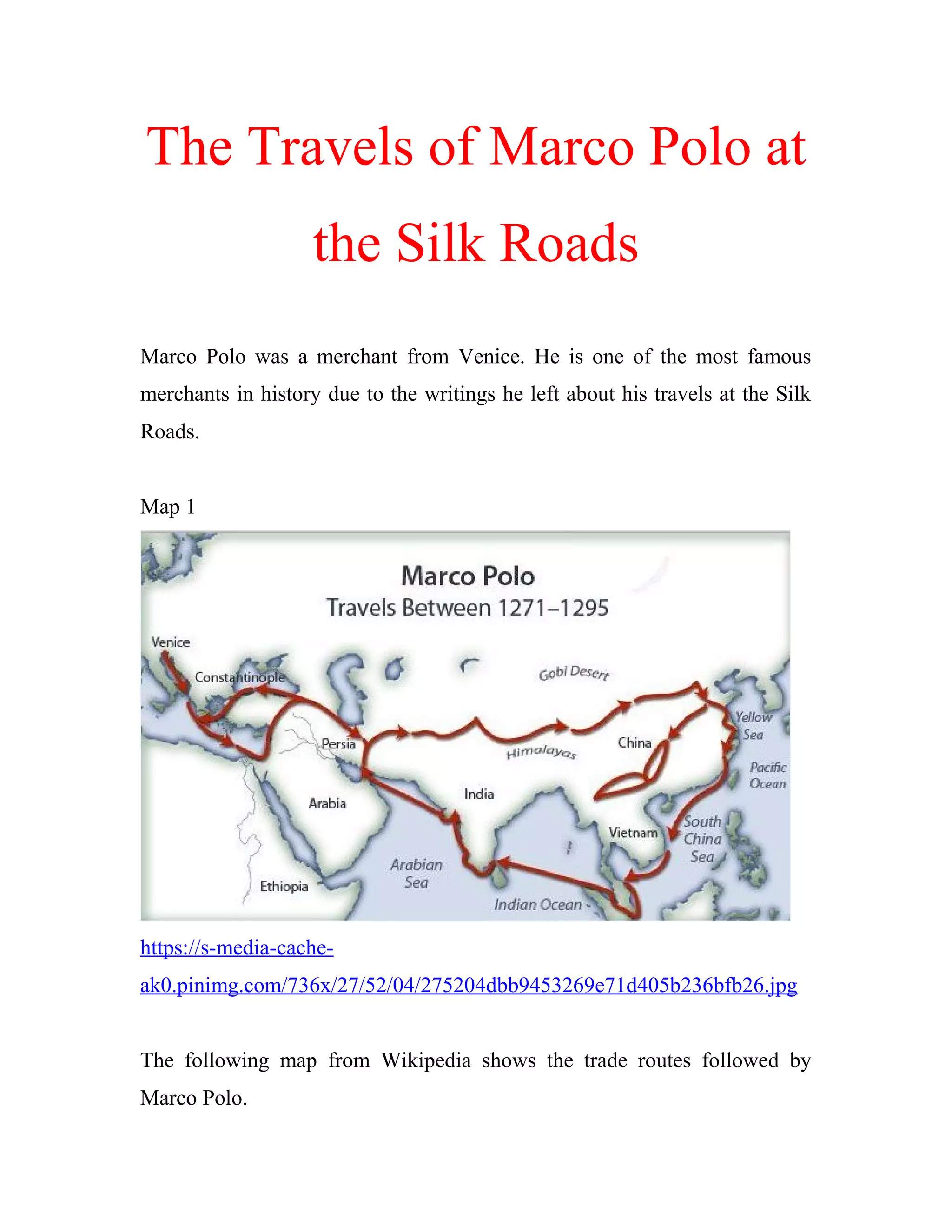 The Travels of Marco Polo at the Silk Roads | DOC