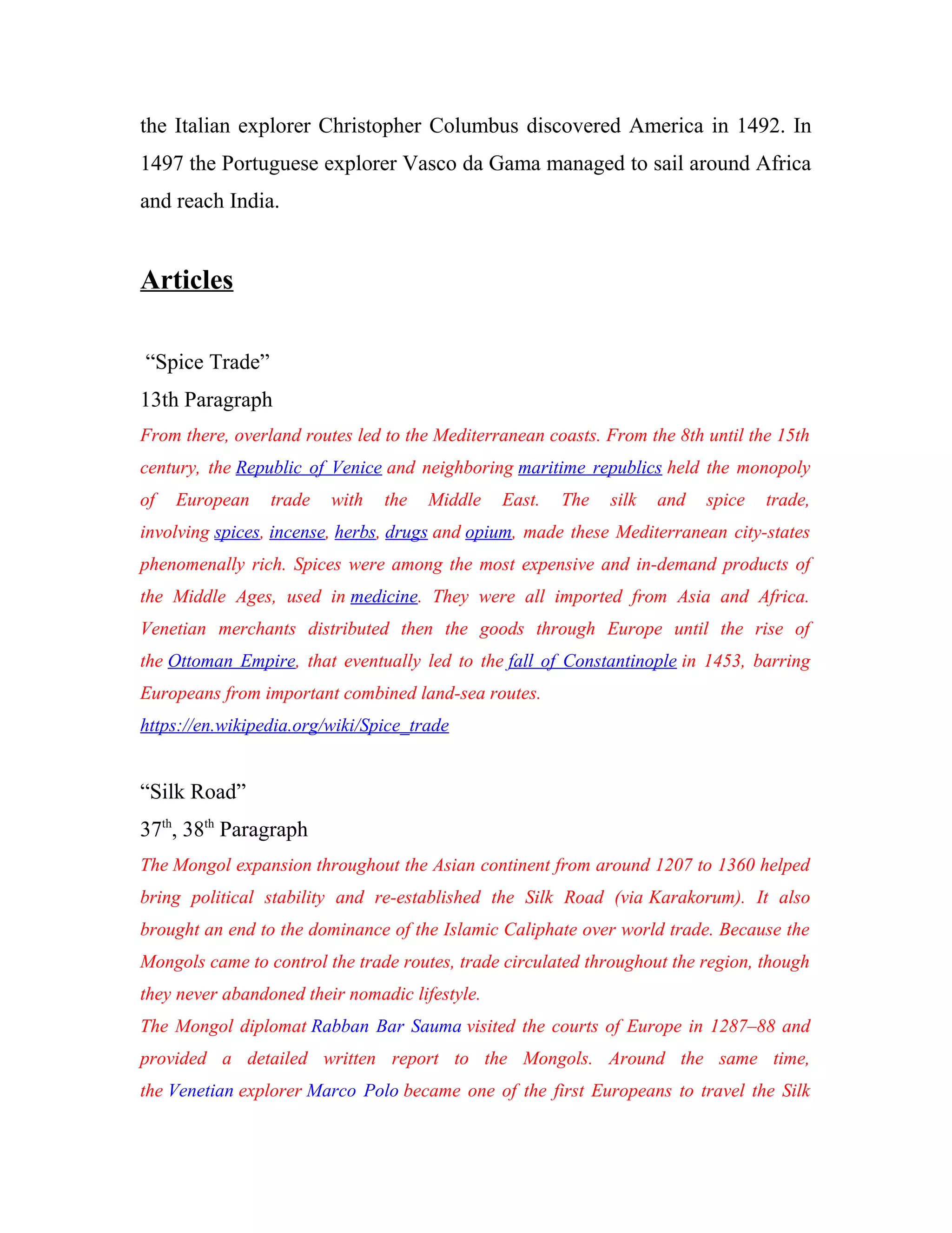 The Travels of Marco Polo at the Silk Roads | DOC