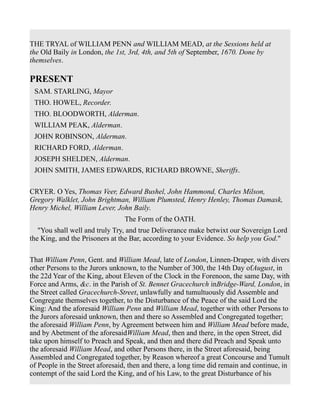 The Trial of William Penn and William Mead | PDF | Christianity ...