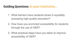 The Triple A (AAA) of OER: Accessibility, Availability, and ...