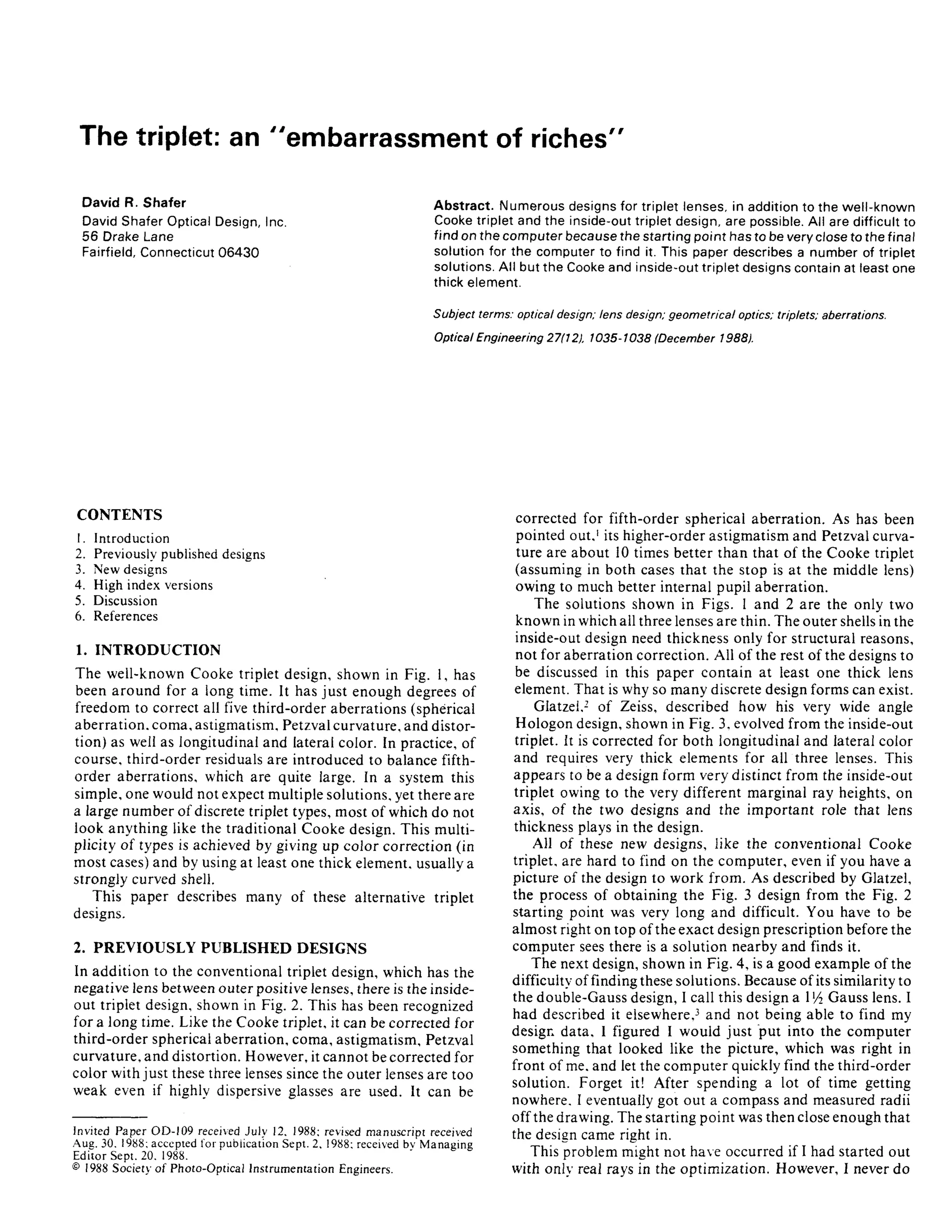 The triplet, an embarrassment of riches, 1988 | PDF