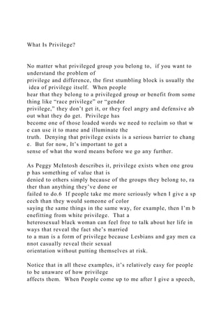 The Trouble We’re In Privilege, Power, and Difference .docx