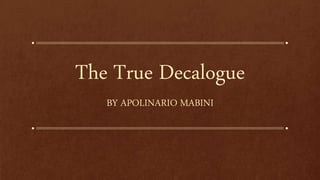 The True Decalogue | PPTX