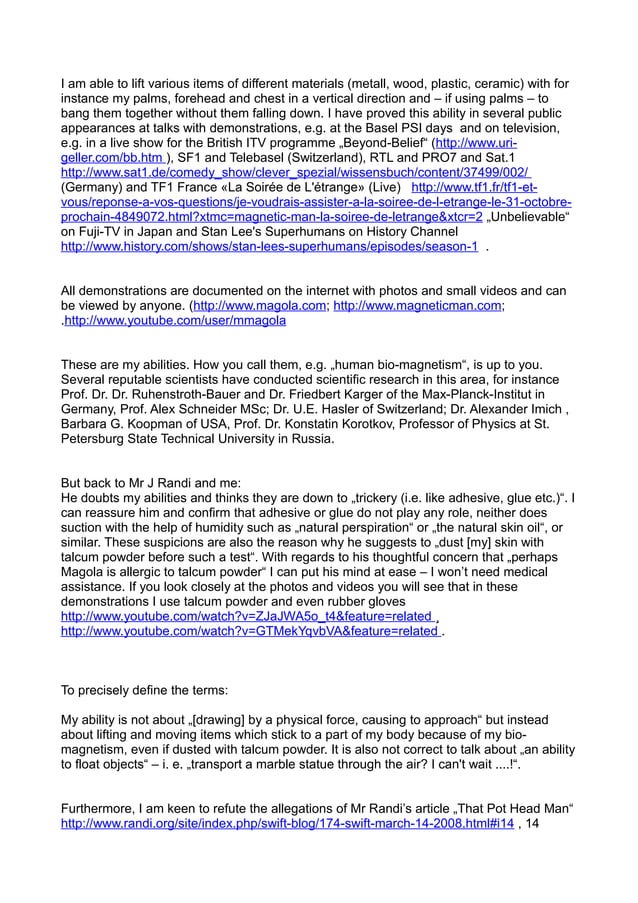 James Randi and the One Million Dollar paranormal Challenge. | PDF