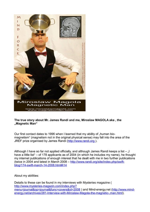 James Randi and the One Million Dollar paranormal Challenge. | PDF