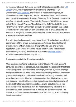 The Trump Administration Accidentally Texted Me Its War Plans | PDF