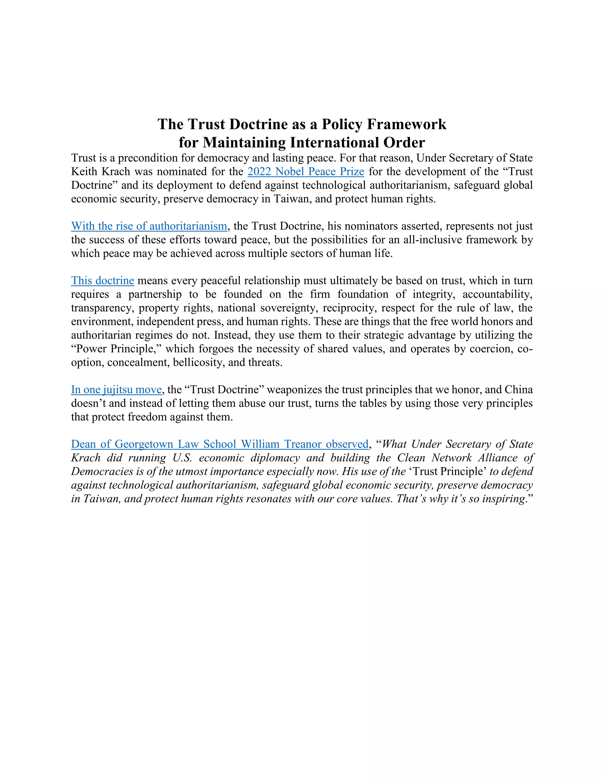 The Trust Doctrine as a Policy Framework for Maintaining International ...