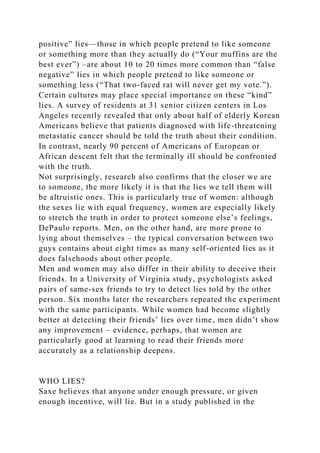 THE TRUTH ABOUT LYINGBy Allison KornetHas Lying Gotten.docx | Family ...