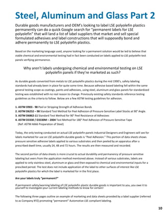The truth about permanent safety warning labeling for lse polyolefin ...
