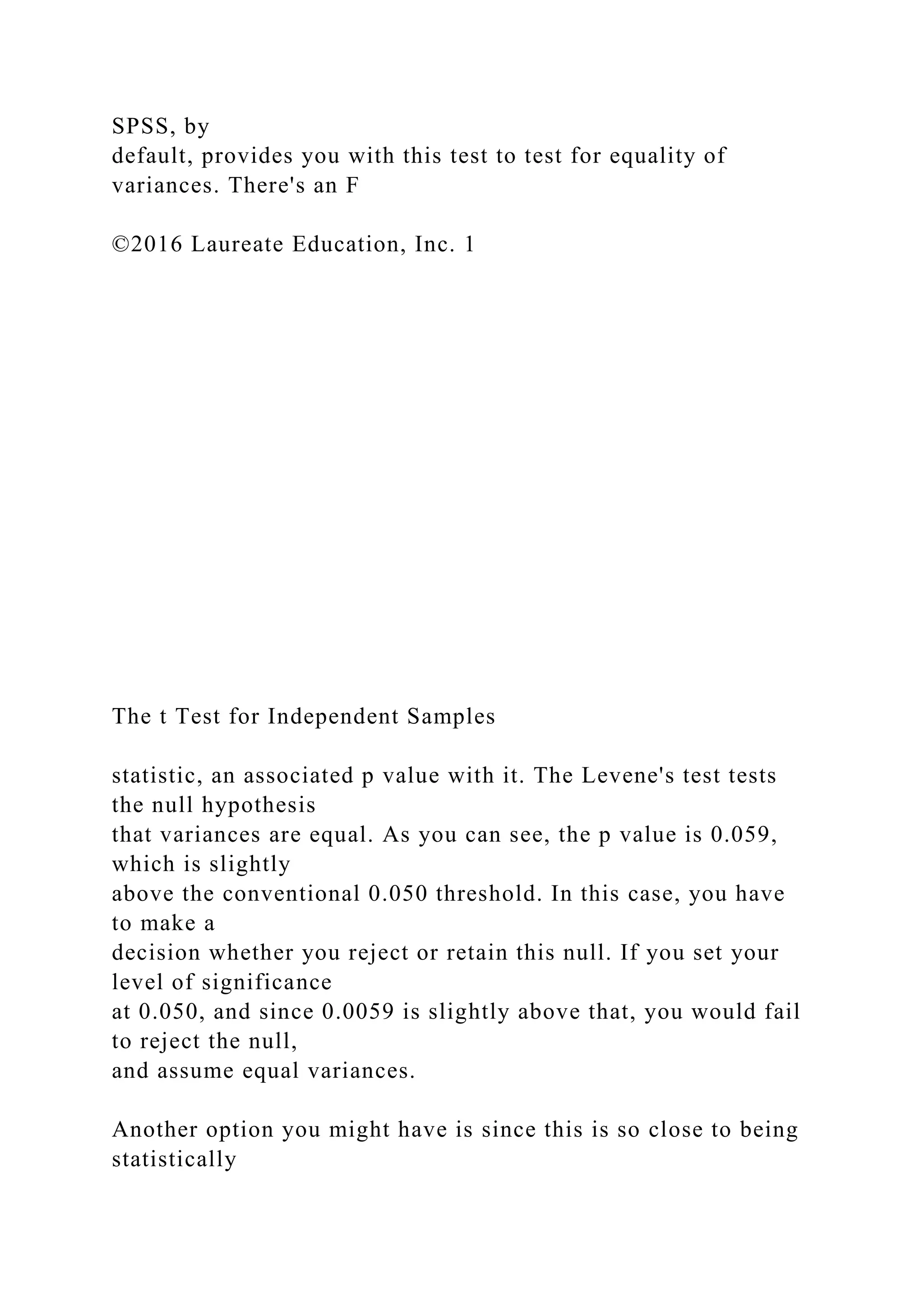 The t Test for I.docx