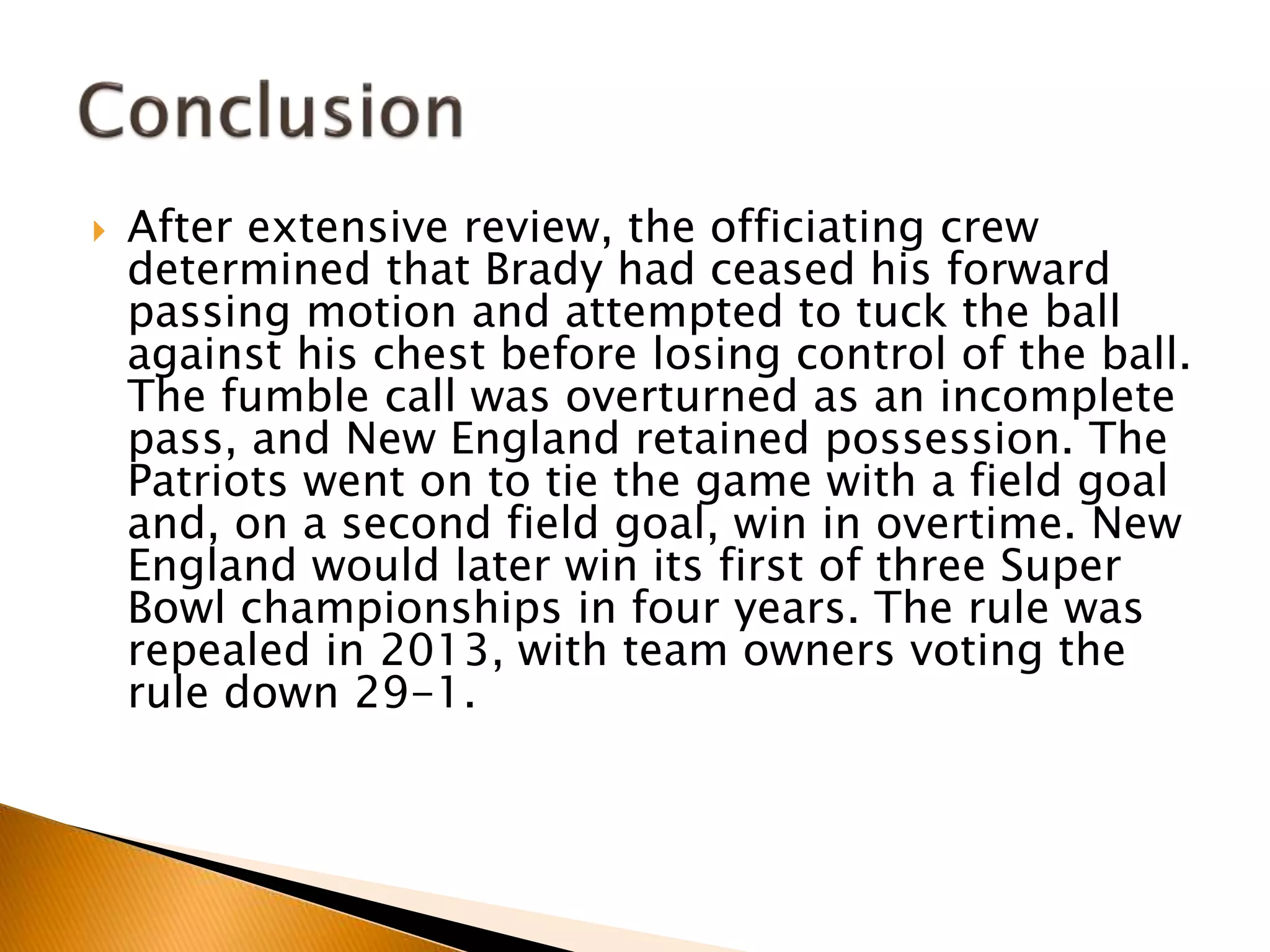 The Tuck Rule in Football | PPTX