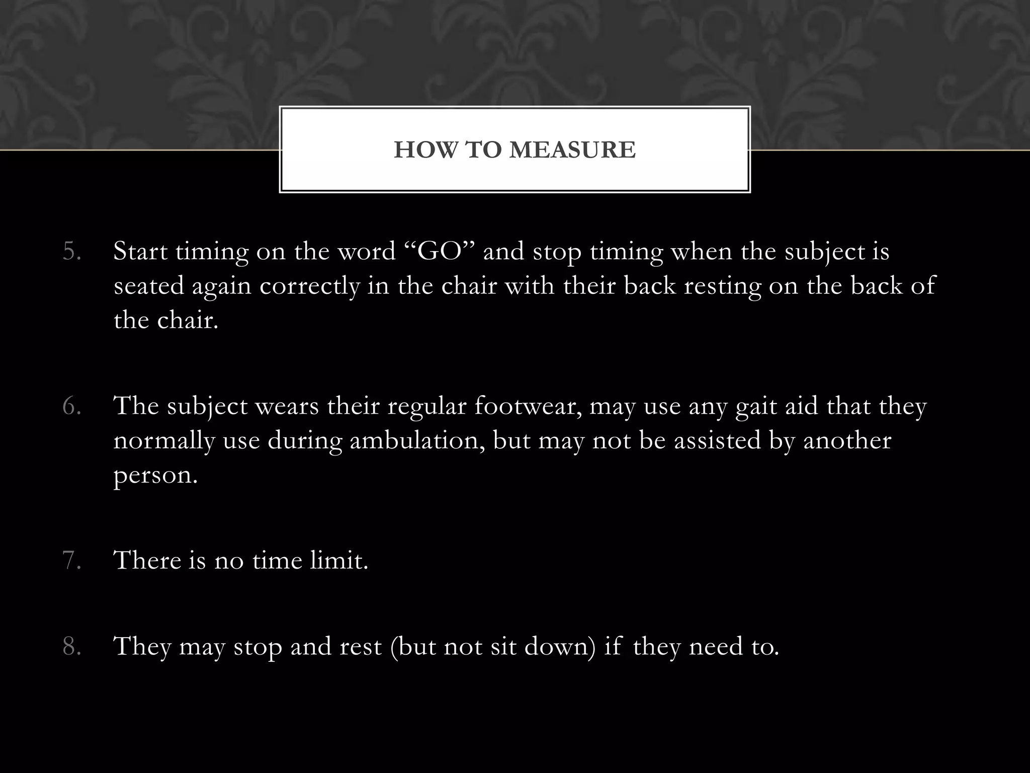 The TUG test (Timed Up and Go) to predict falls risk | PPTX