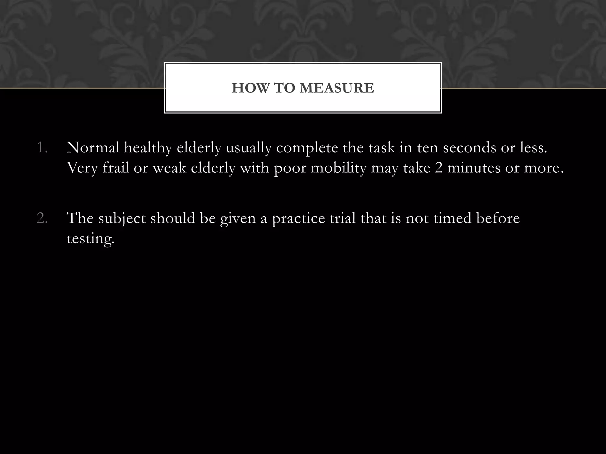 The TUG test (Timed Up and Go) to predict falls risk | PPTX