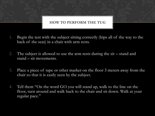 The TUG test (Timed Up and Go) to predict falls risk | PPTX