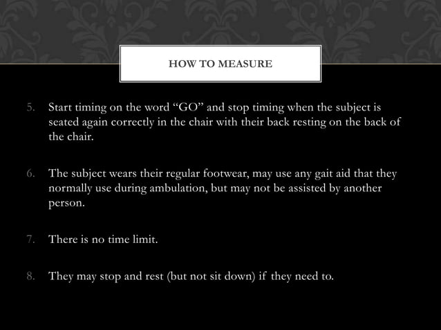 The TUG test (Timed Up and Go) to predict falls risk | PPTX