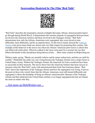 The Tuskegee Airmen Movie Analysis | PDF